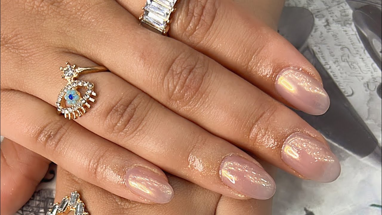 Chrome nailart /mirror chrome nail /nude nailextension with chrome/golden chrome nails/mirror ...