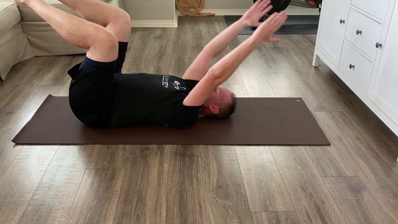 Overhead reach in hook lying and with legs elevated - YouTube