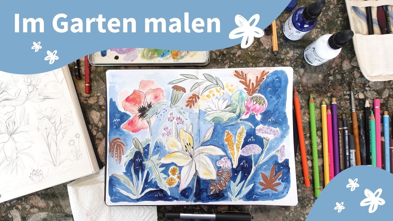 So gelingt dir ein botanisches Bild im Skizzenbuch | Blumen malen mit ...