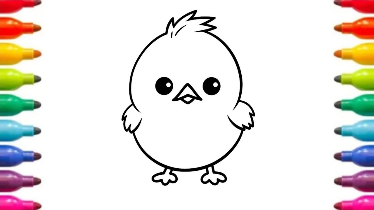 learn how to draw super cute chick | simple drawing and coloring | for ...