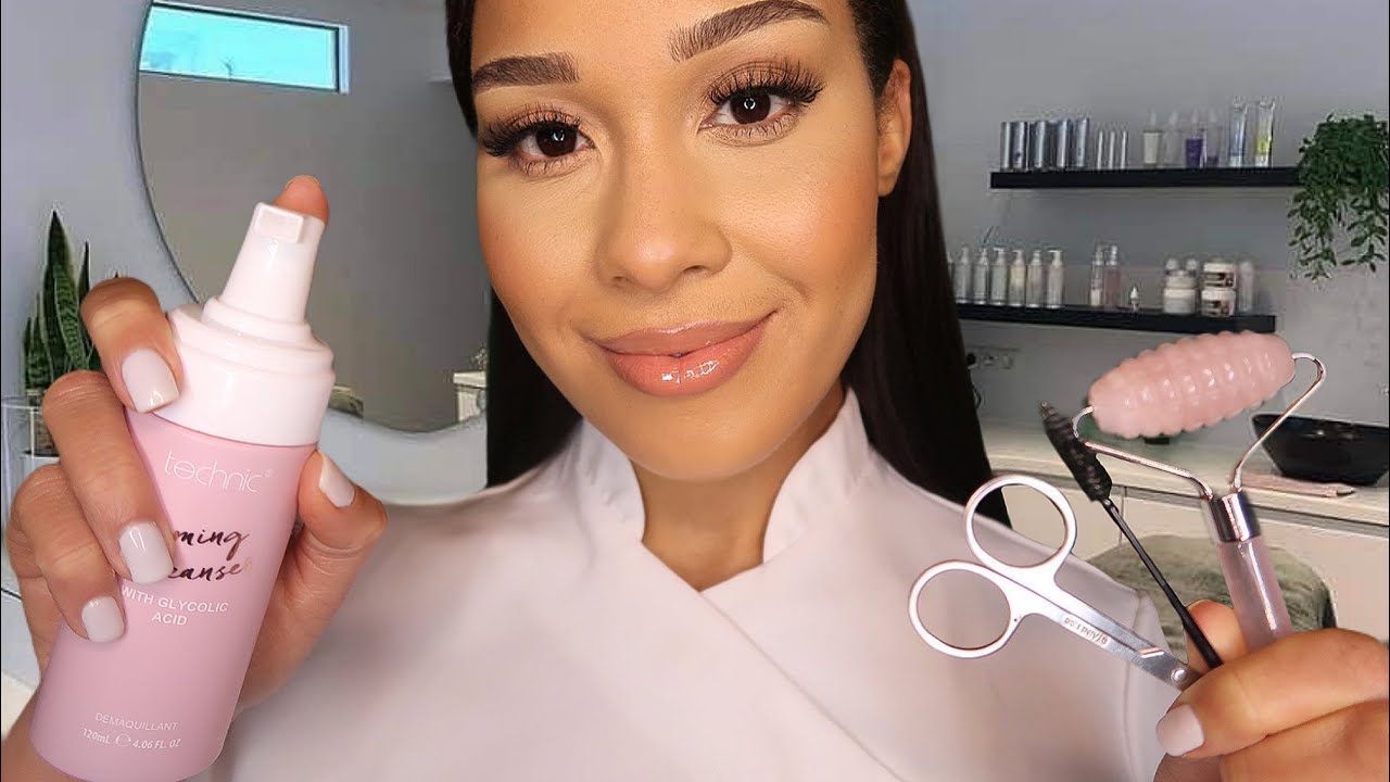 ASMR Doing Your Skincare & Brows 😴 Relaxing Salon Roleplay With Real ...