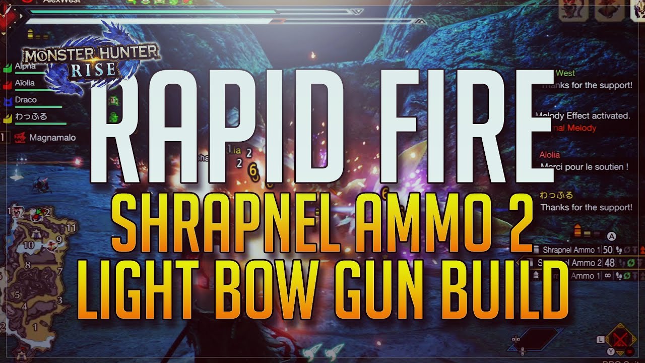 MH: Rise Rapid Fire Shrapnel Ammo Light BowGun Build. (High Rank) - YouTube