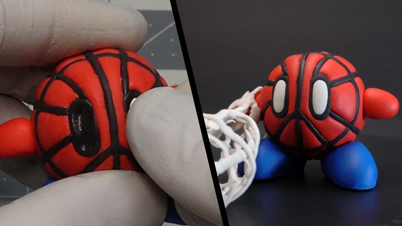 Making Kirby Spider-Man Polymer Clay Tutorial 😎 #kirby #spiderman # ...