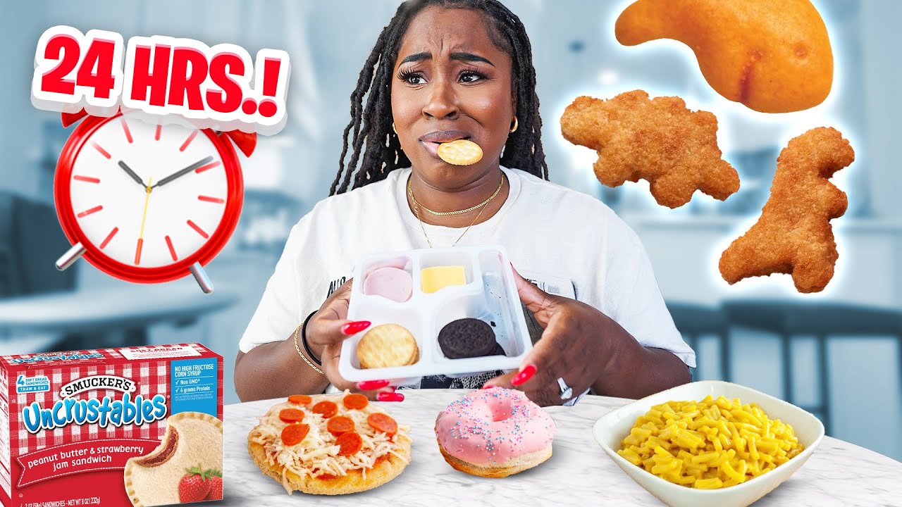 EATING ONLY KID FOODS FOR 24 HOURS! - YouTube