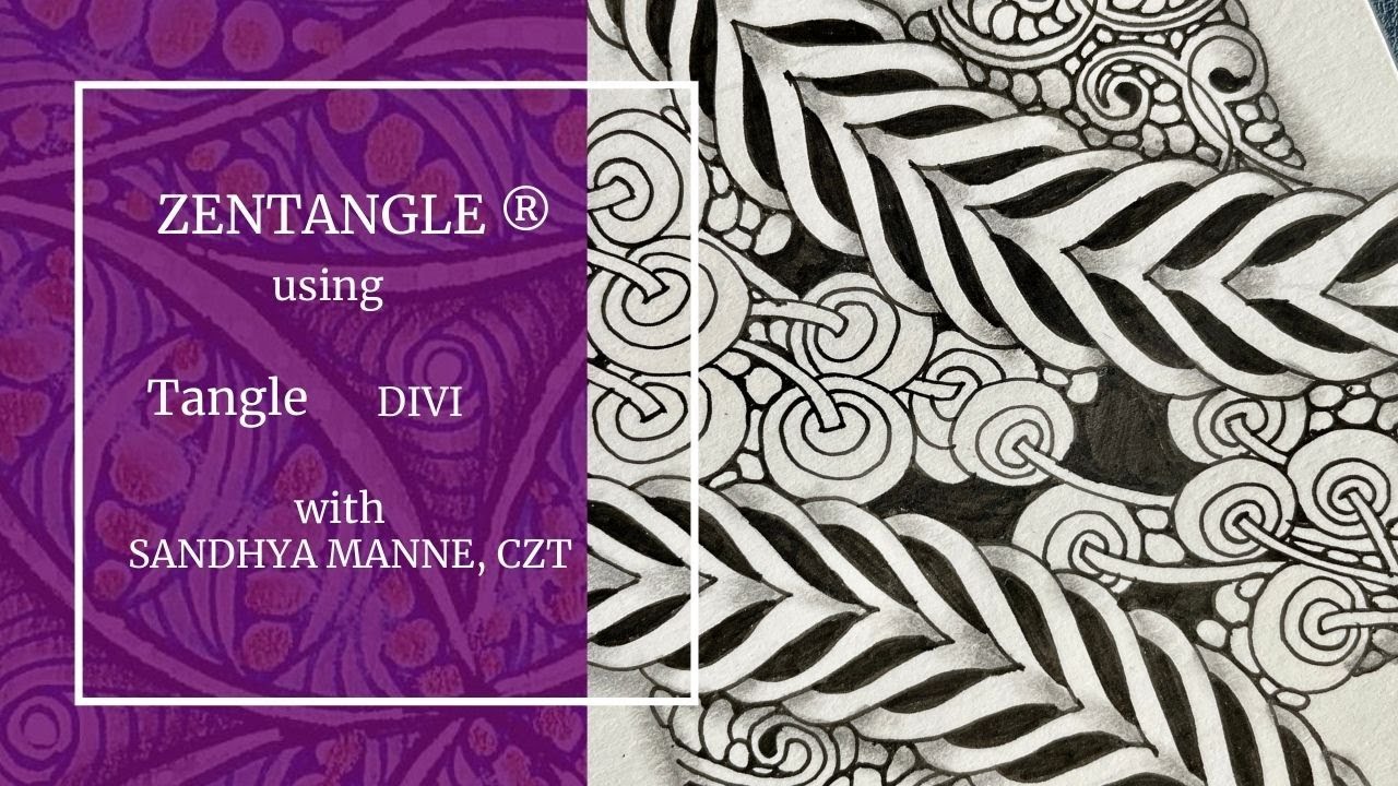 Zentangle® Mini Project with Tangle DIVI beginners tutorial - YouTube