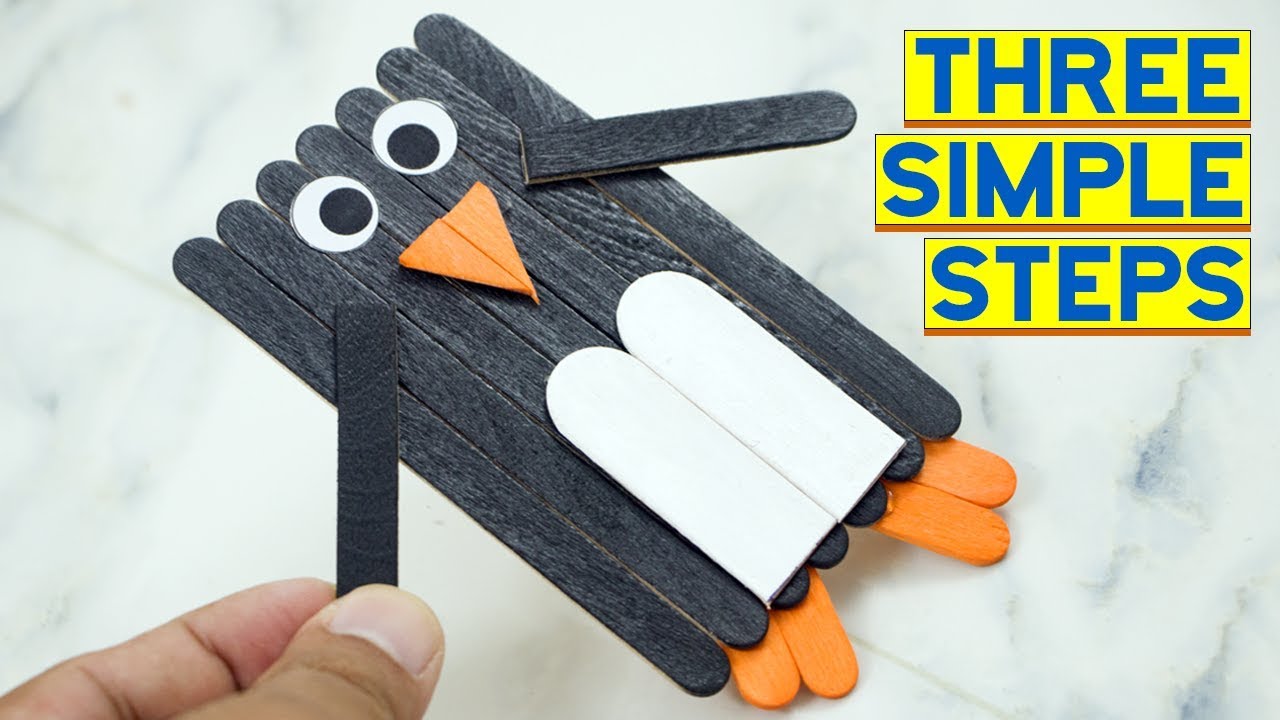 Easy Popsicle Stick Penguin - Ice Cream Stick Craft - YouTube
