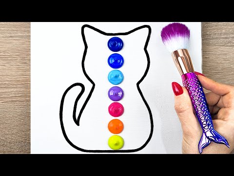 WOW! Moonlight Cat Painting from Just 7 Dots – Easy Acrylic Tutorial!