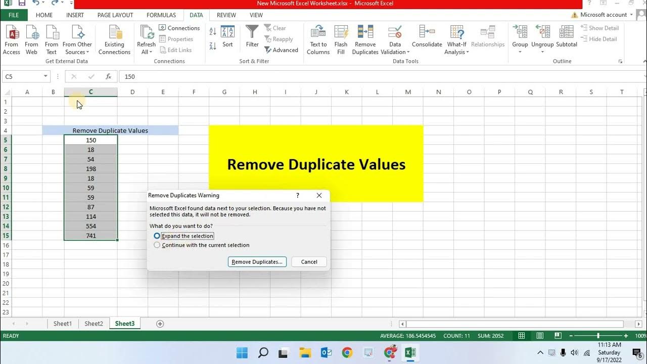 Remove Duplicate Entries and Values in MS Excel - YouTube