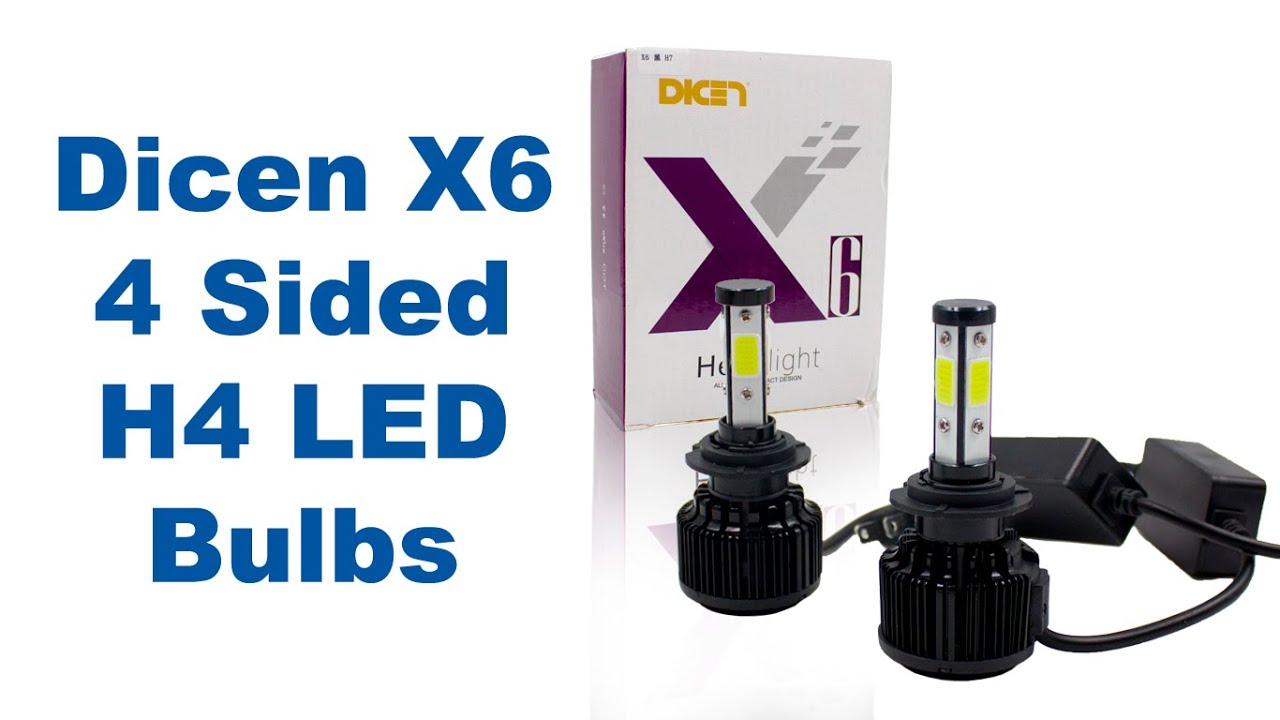 Dicen X6 4 Sided H4 LED Bulbs - YouTube