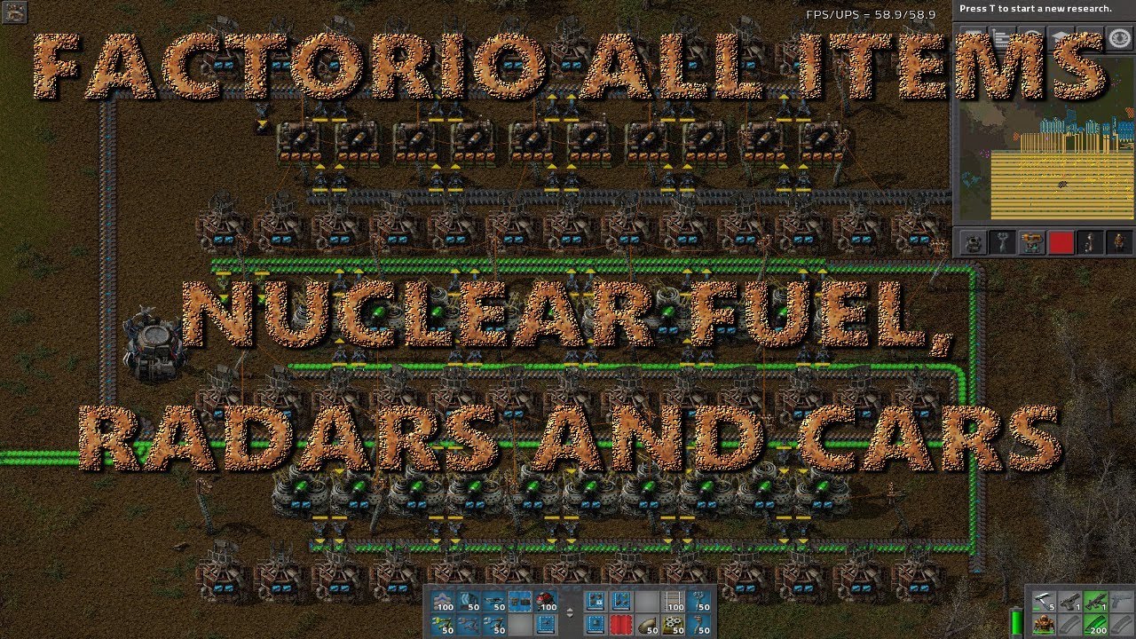 Factorio 0.16 All Items - Nuclear Fuel, Radars and Cars - YouTube
