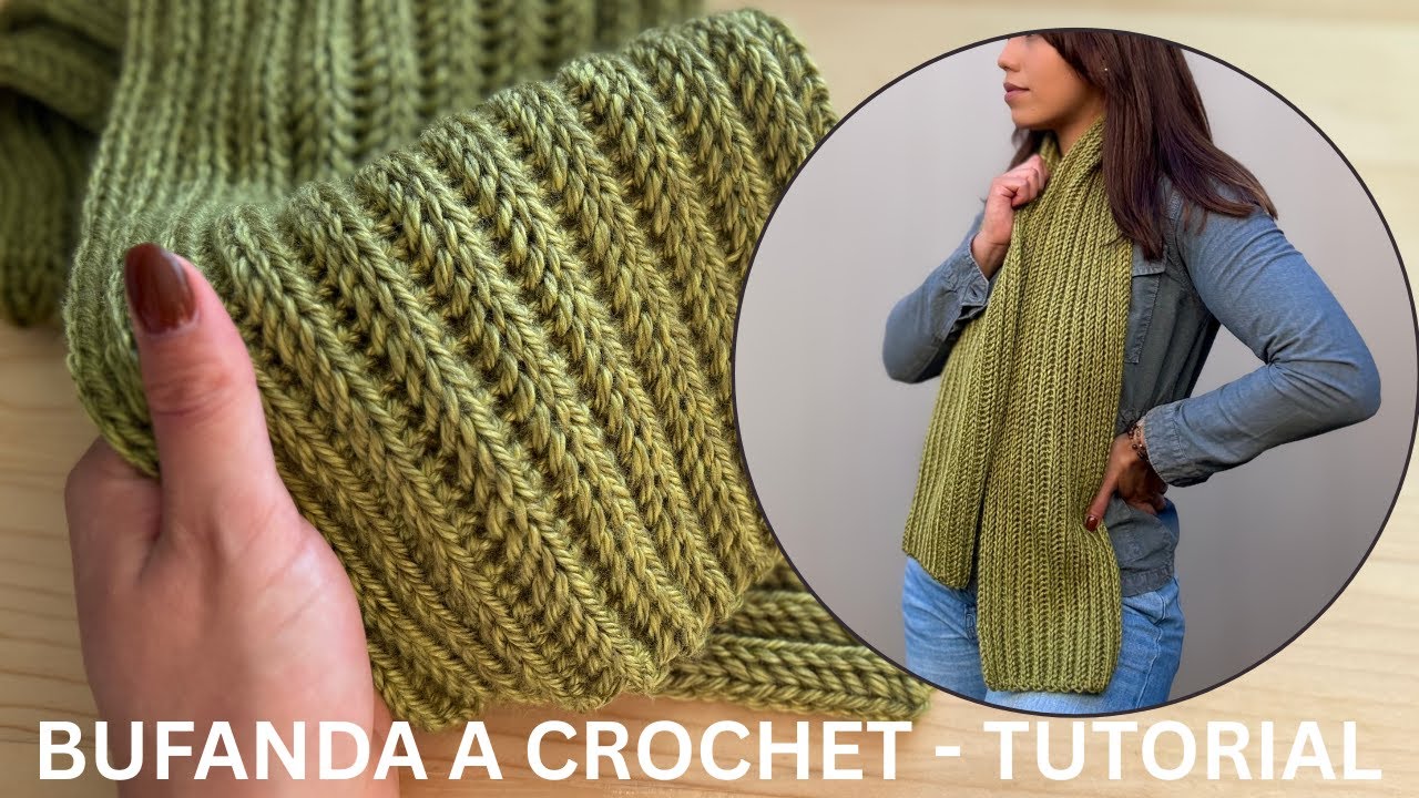 BUFANDA TEJIDA A CROCHET CON PUNTO REVERSIBLE - BRENNY'S CROCHET - YouTube