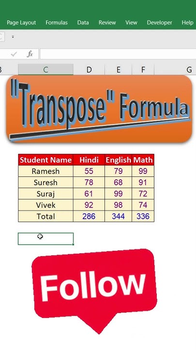 Transpose Large Data in One Click Formula In Excel | #excelclasses # ...