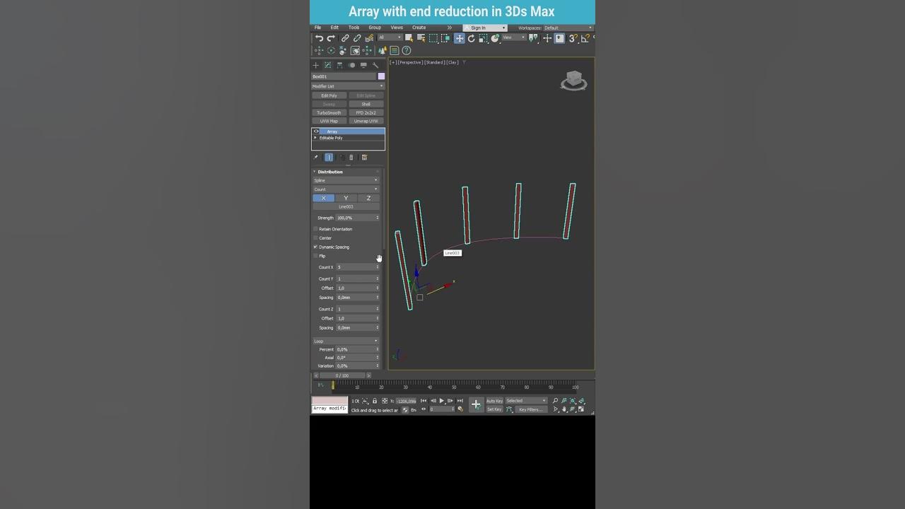 Efficient Scaling with Array Modifier in 3ds Max: Automate Object Reduction Along a Path #shorts ...