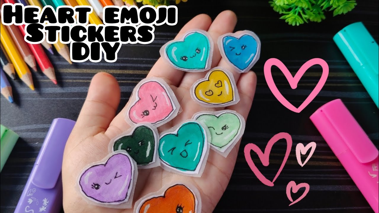 How to make heart emoji stickers at home 💡🏠// Step by step - YouTube