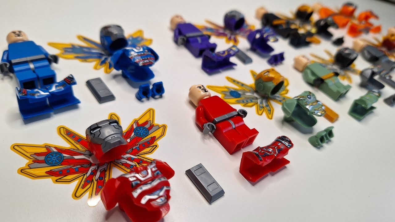 LEGO MINIFIGURES PEPPER POTTS AND 7 IRON MAN BRAND NEW POWER UP SUITS ...