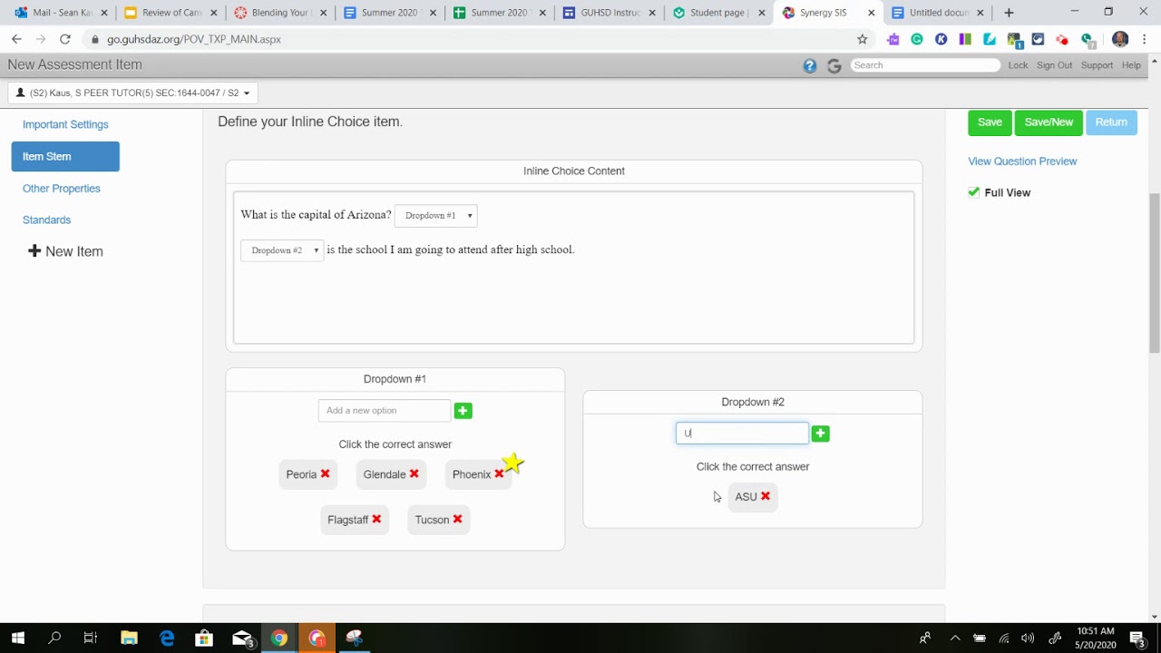 Making an inline choice question - YouTube