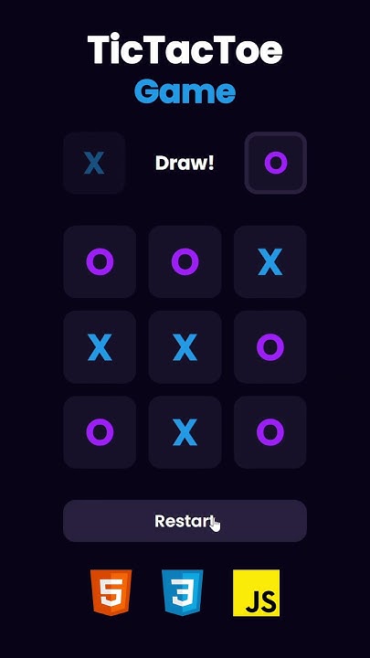 Tictactoe Game Javascript Coding Tictactoe Javascript Website Html Css Programming Youtube