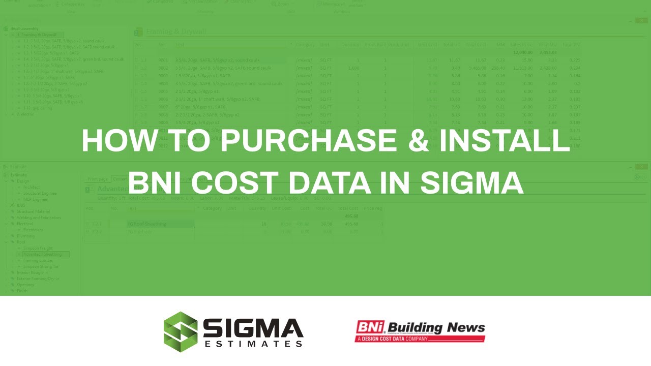 How to buy and install BNi cost data in Sigma - YouTube