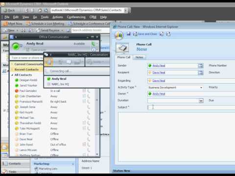 Microsoft CRM and Office Communicator Click to Call - YouTube