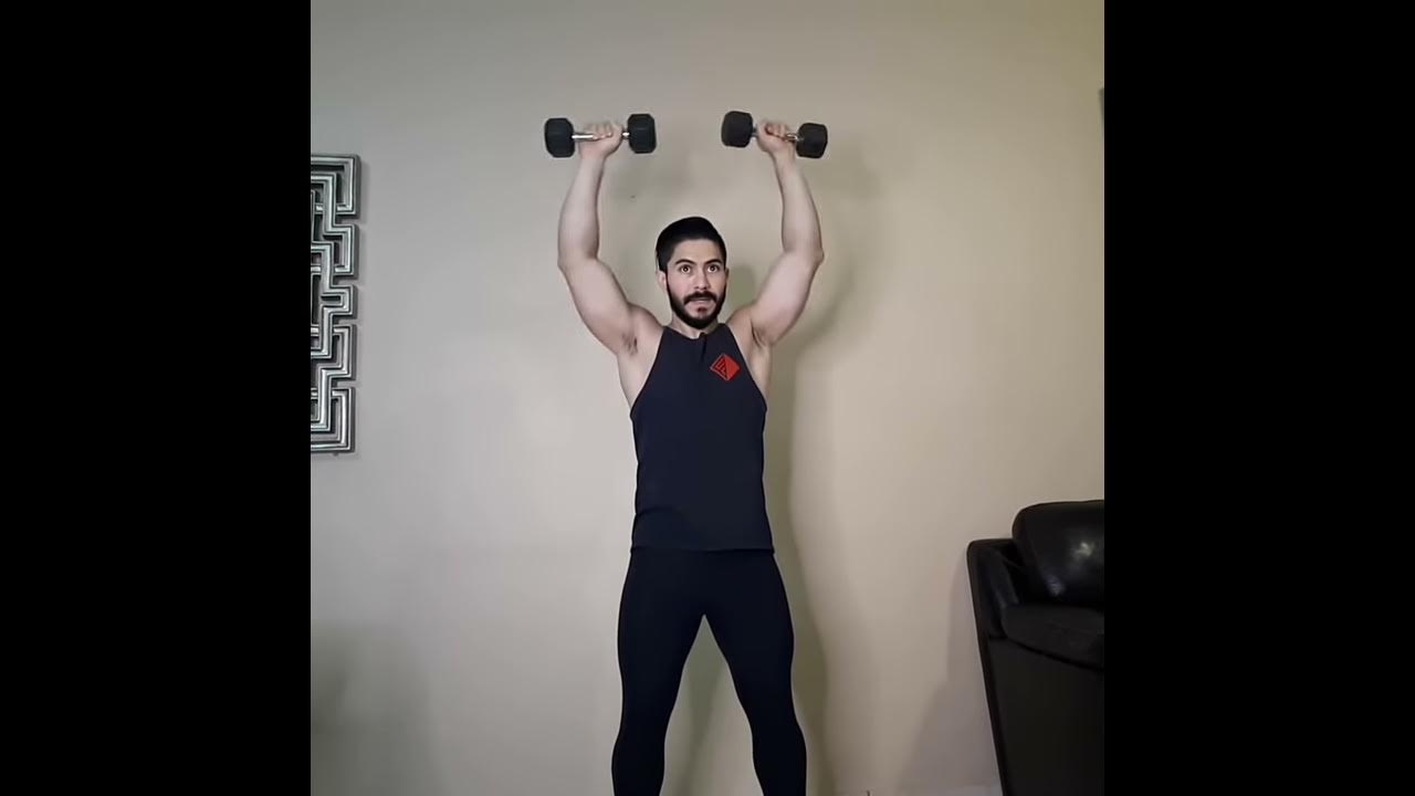 Empuje Vertical 2x Abierto Bilateral mancuernas - YouTube