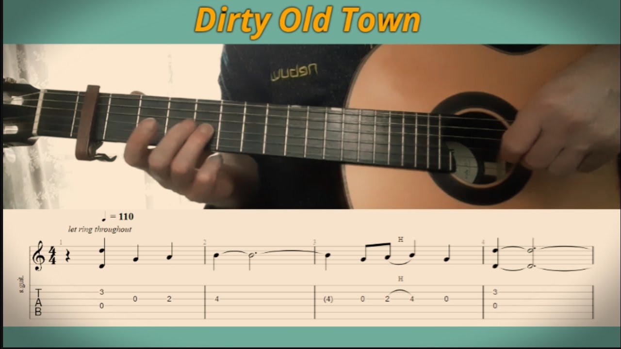 Dirty Old Town + Ewan MacColl + The Pogues + Fingerstyle Guitar + Tabs ...