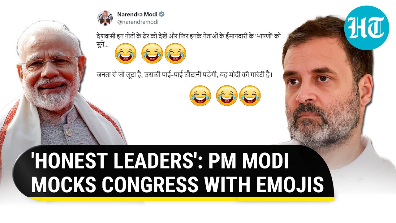 PM Modi Mocks Congress With Emojis As Video Of ₹200 Cr Cash From MP's ...