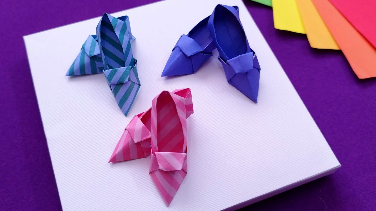 Paper Shoes - How to make cute origami shoes - DIY easy paper craft ...