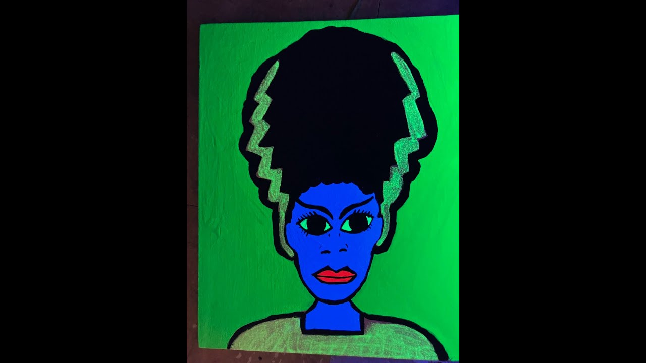 Bride of Frankenstein-Monster-Neon-Glow-How to paint with fluorescent ...