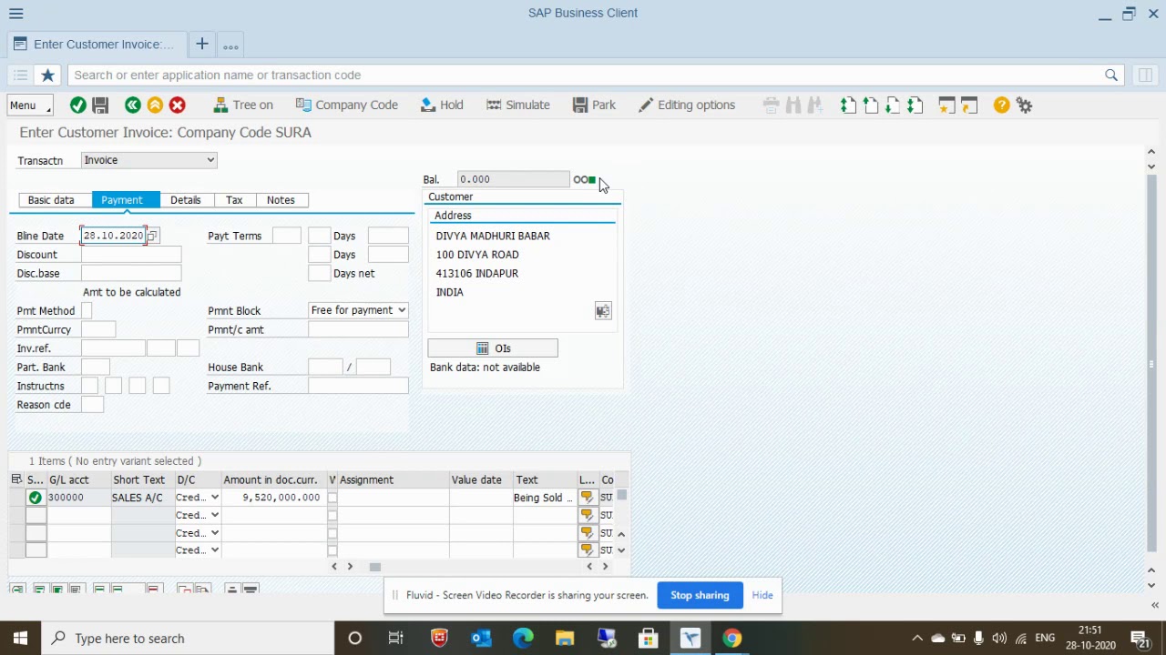 SAP GUI 760 CUSTOMER INVOICE WITH GST -FB70 - YouTube