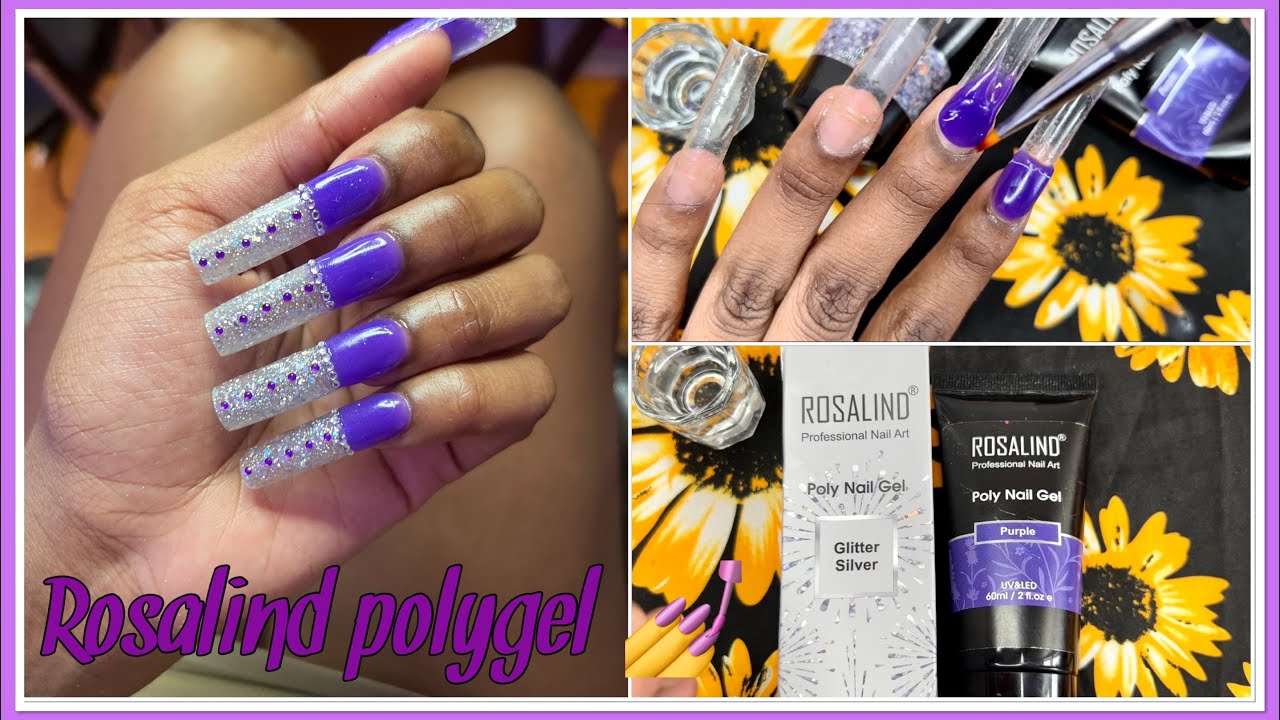 Rosalind purple glitter Polygel nails | easy beginner friendly Polygel ...