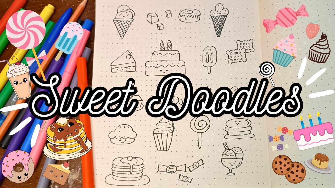Cute And Easy Sweet Doodles | For Beginners | Doodle With Me🧁 - YouTube