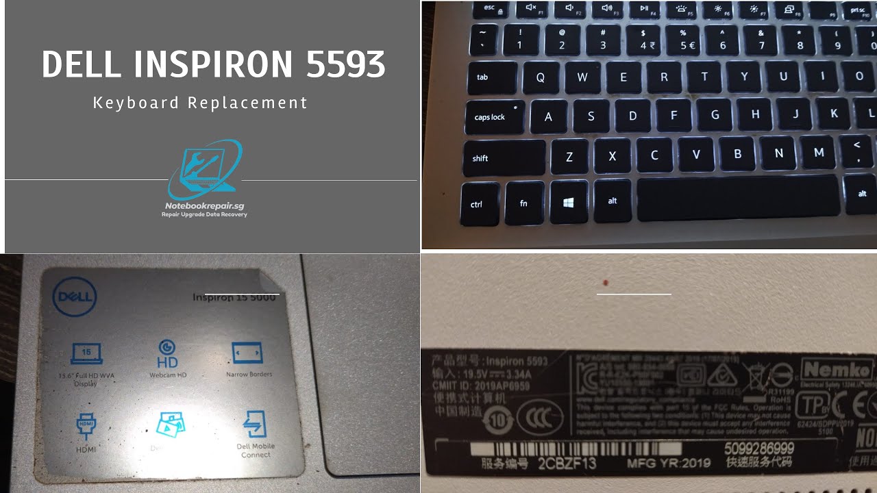 How To Replace Dell Inspiron 5593 Keyboard - YouTube