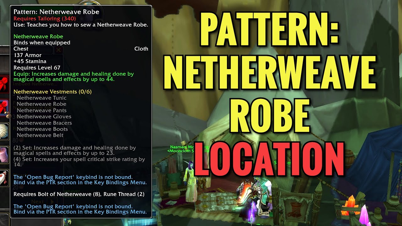Pattern: Netherweave Robe Vendor Location (WoW TBC) - YouTube
