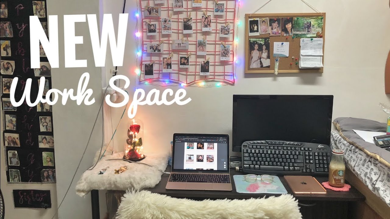 SETTING UP MY DESK TABLE/ WORKING SPACE - YouTube
