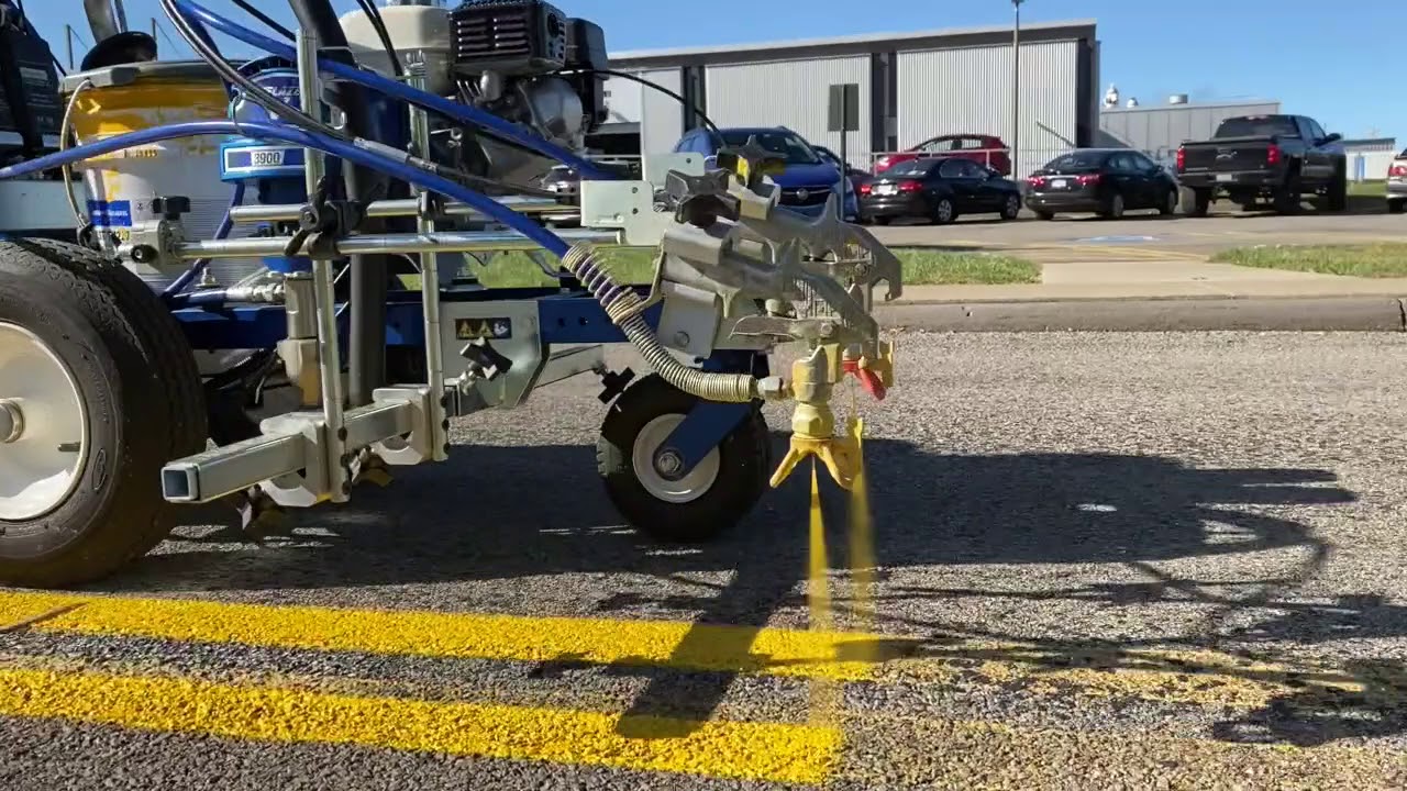 Striping A Double Yellow Center Line - YouTube