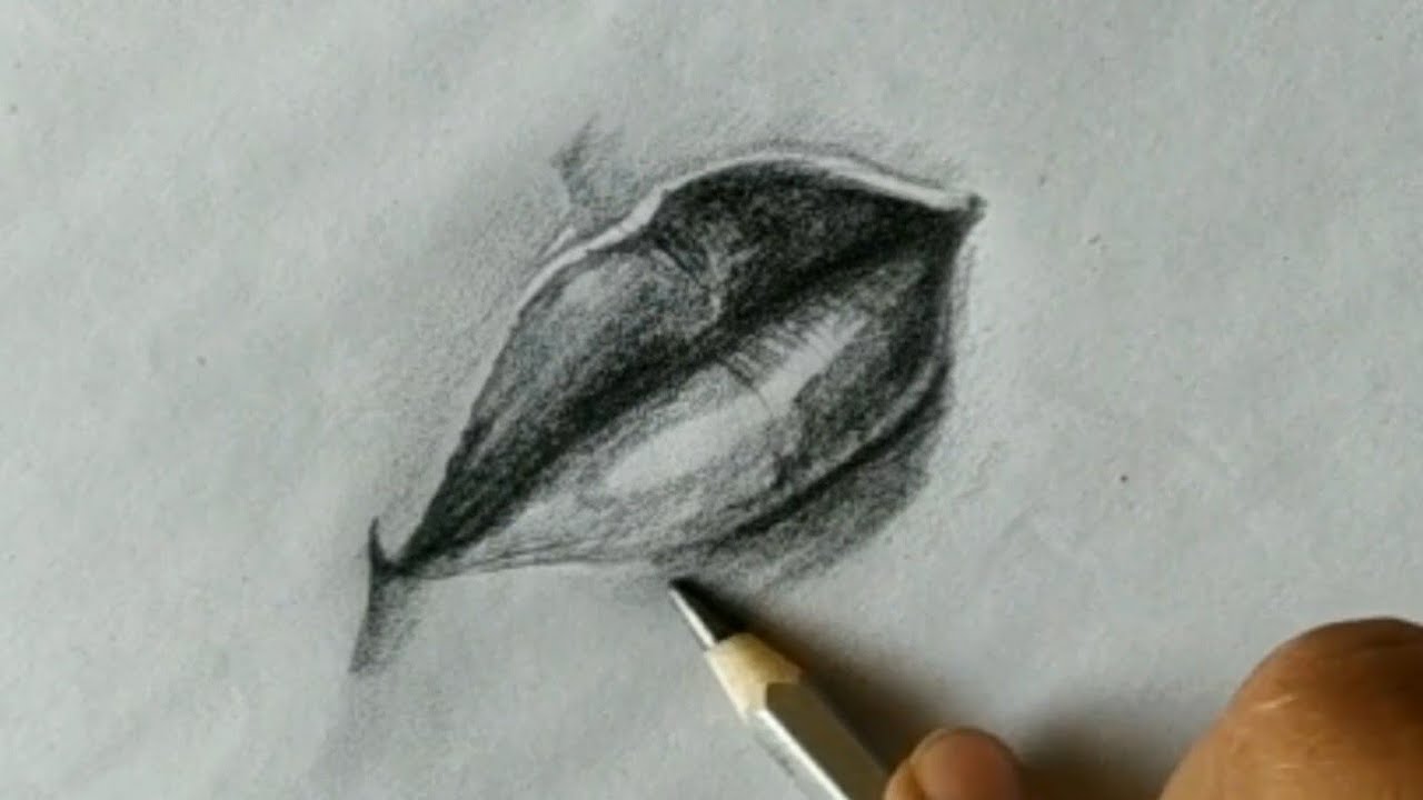 How to draw a lips step by step shading and blending - YouTube