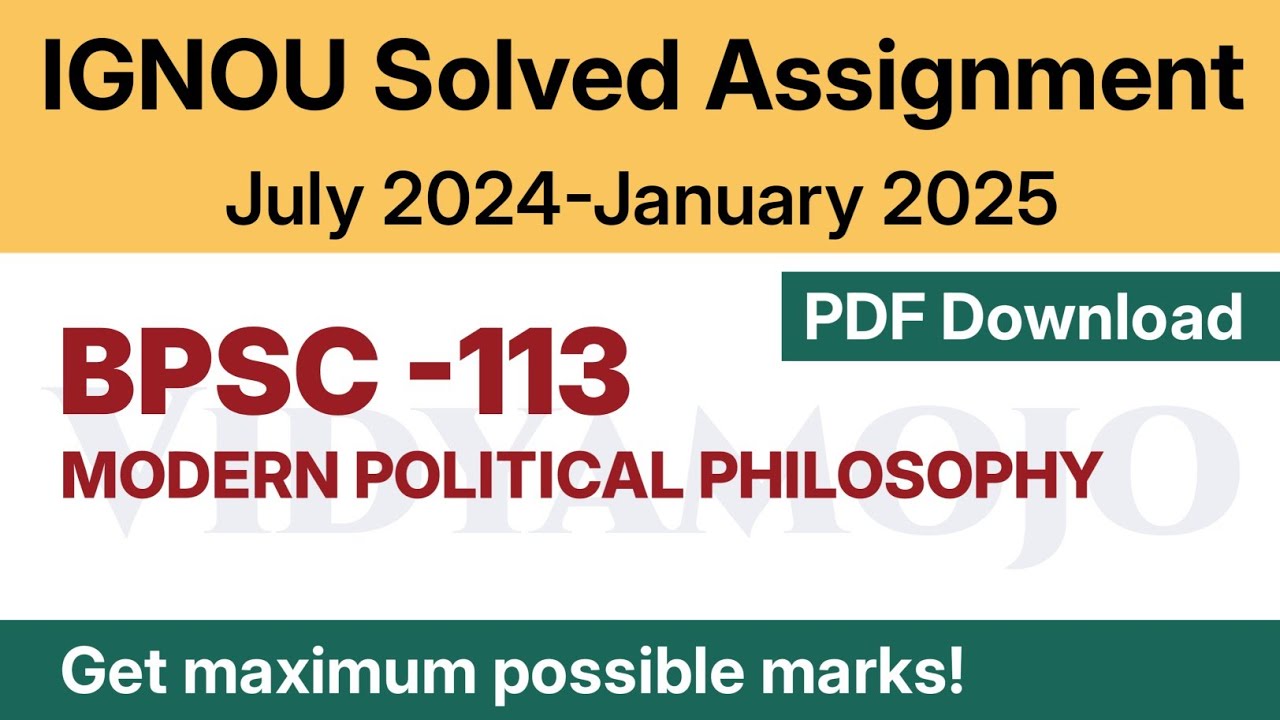 IGNOU BPSC 113 Solved Assignment 2024-25 PDF Download | English Medium | Vidyamojo - YouTube