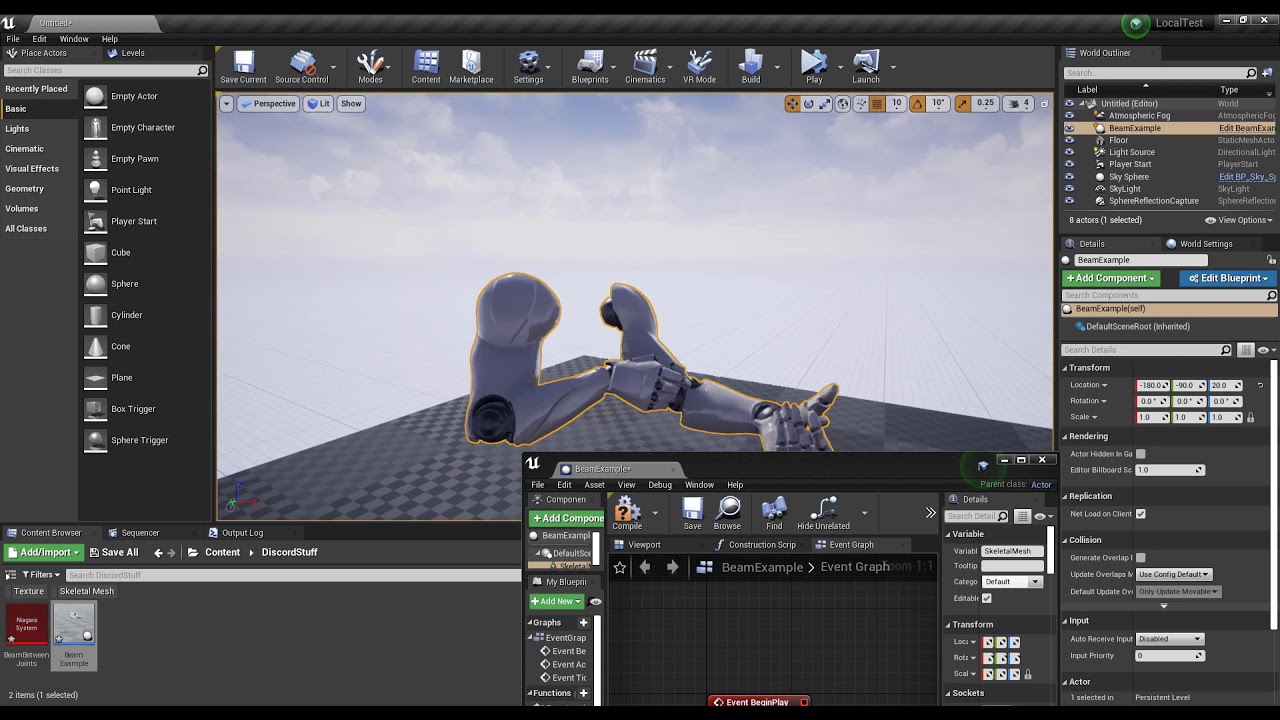 UE4 Niagara Quicktip: Connecting two joints with a beam - YouTube