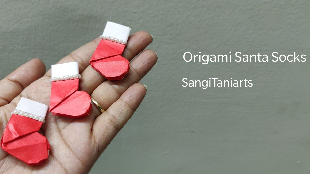 Cute Origami Santa Socks | #Christmas decor | #diy #origami - YouTube
