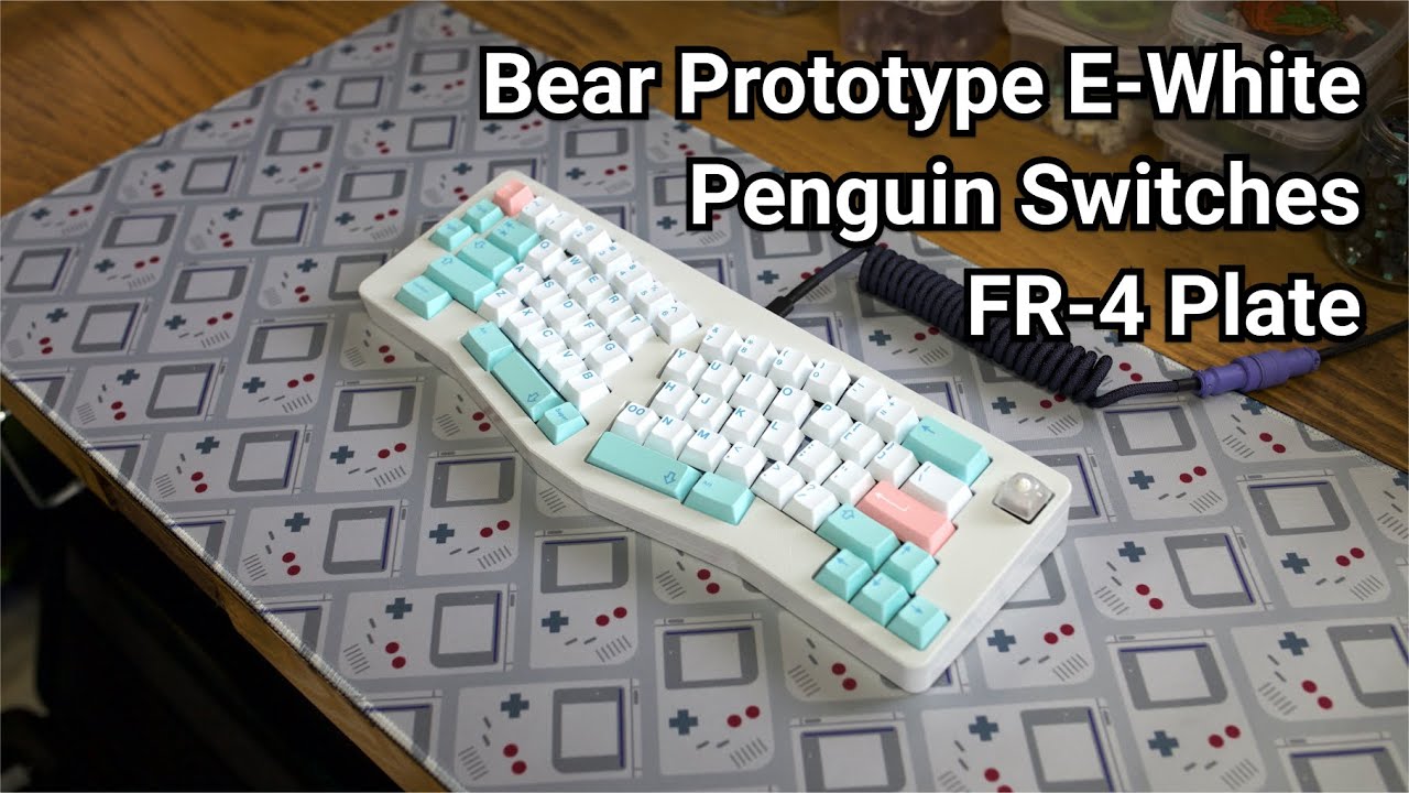 Bear 65% Ergo Prototype w/ Penguin switches on FR-4 plate Typing Sound ...