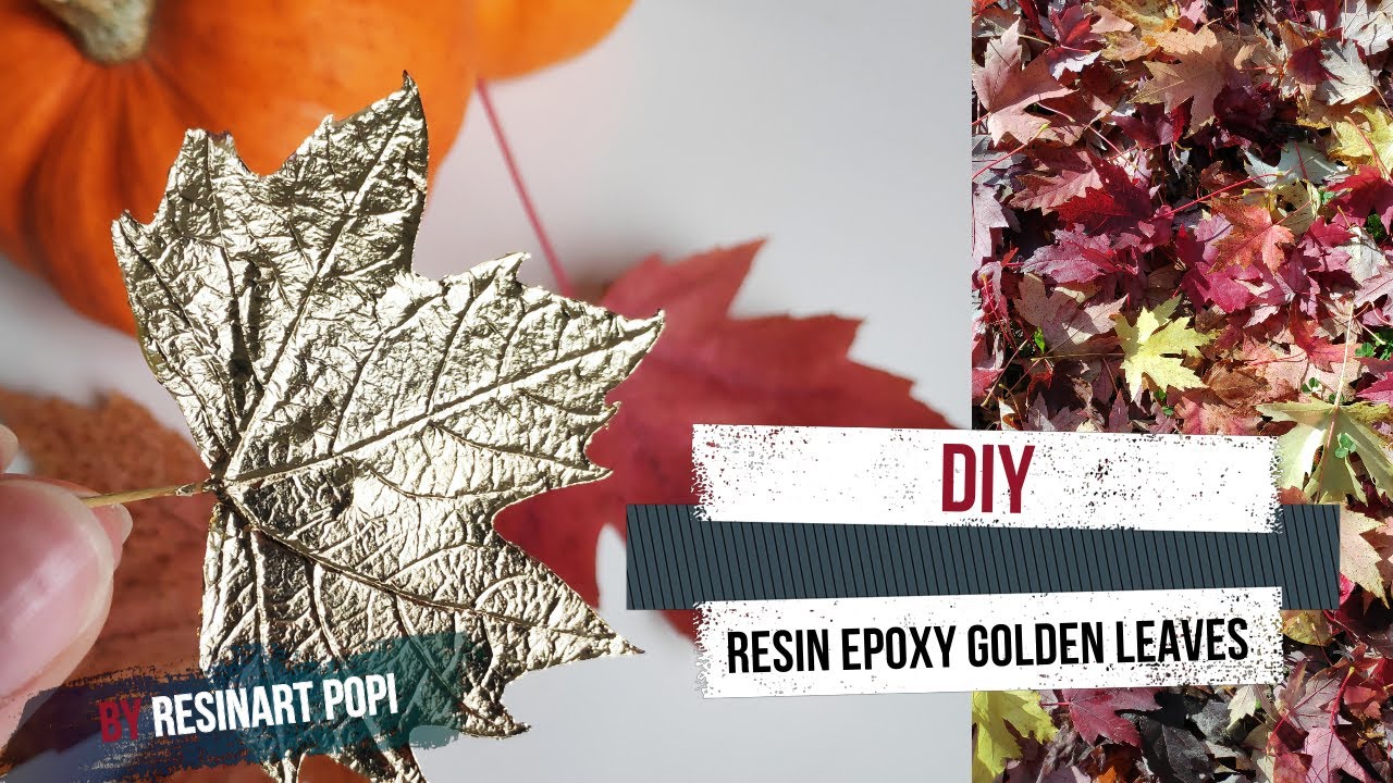 DIY how to create golden leaves with dry leaves and resin - YouTube