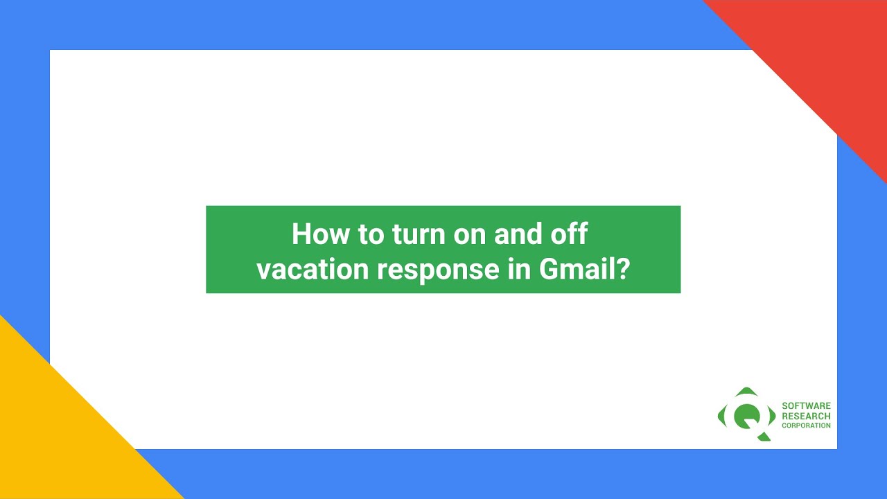 How to turn on or off vacation response in Gmail? - YouTube