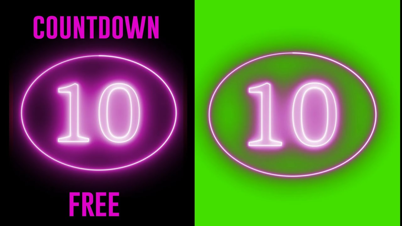 Green Screen purple countdown , Chroma Key countdown purple timer, 10 ...