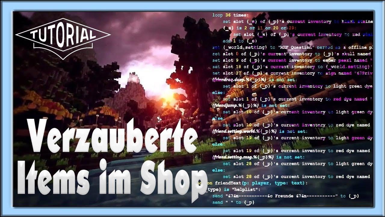[Skript] Verzauberte Items im GUI-Shop #48 Tutorial Spigot - YouTube