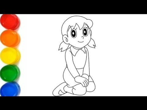 Drawing and coloring sizuka from Doraemon series step by step - YouTube
