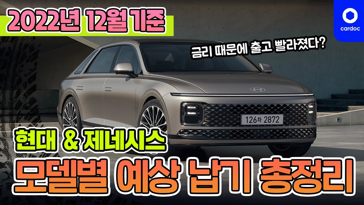 금리 때문에 출고가 빨라졌다 실제로 어떤지 알아보시죠 2022년 12월 기준 현대 And 제네시스 예상 납기 기간출고 대기