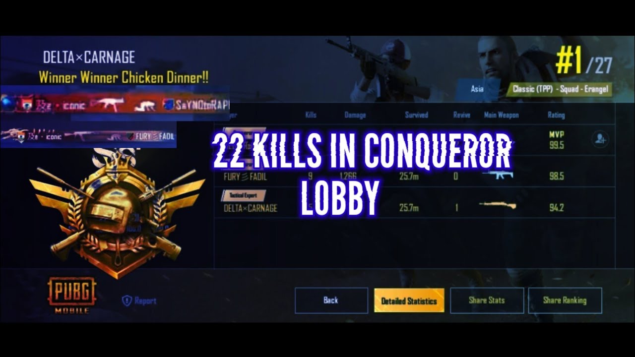 22 KILLS IN CONQUEROR LOBBY🙀 | DELTA CARNAGE | - YouTube