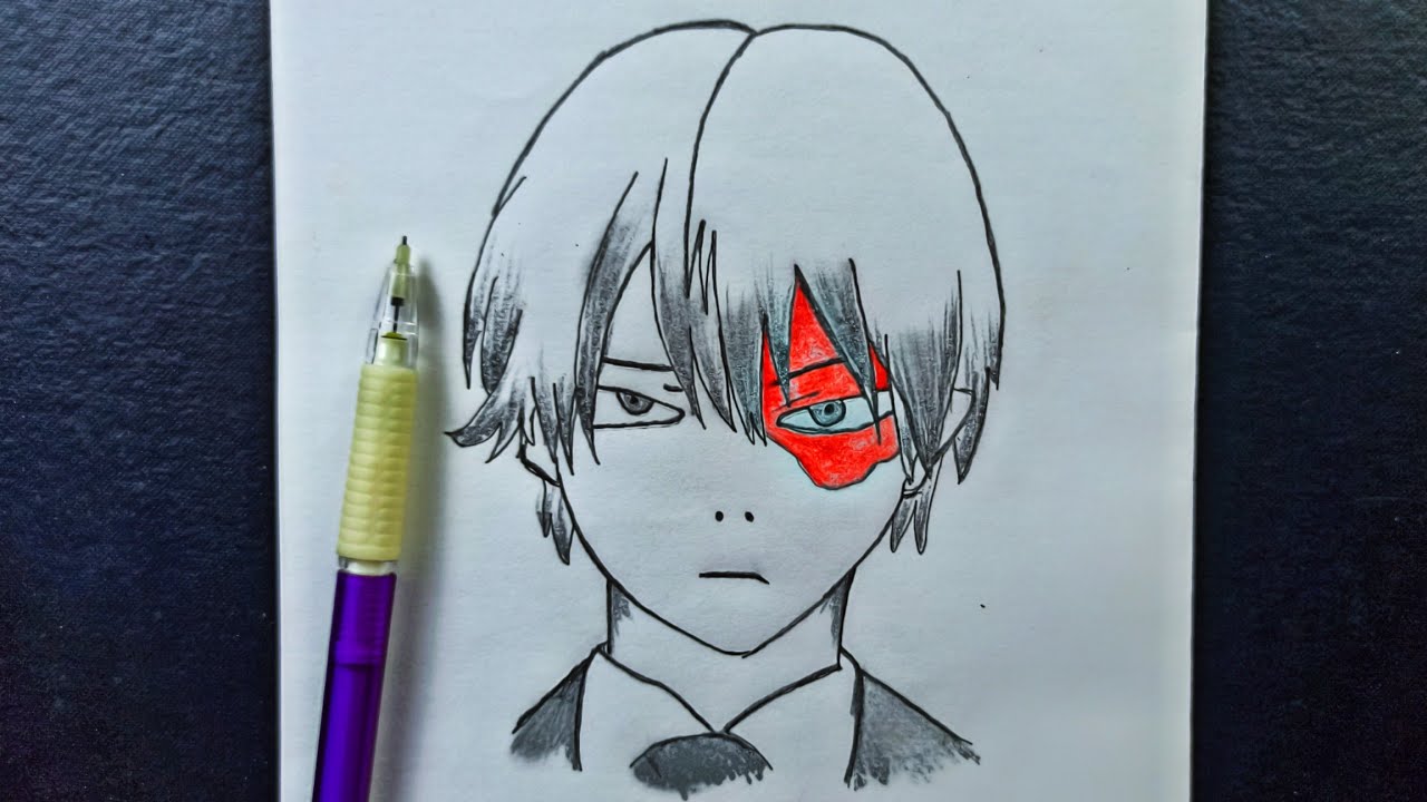 how to draw shoto todoroki easy step-by-step | easy drawing - YouTube