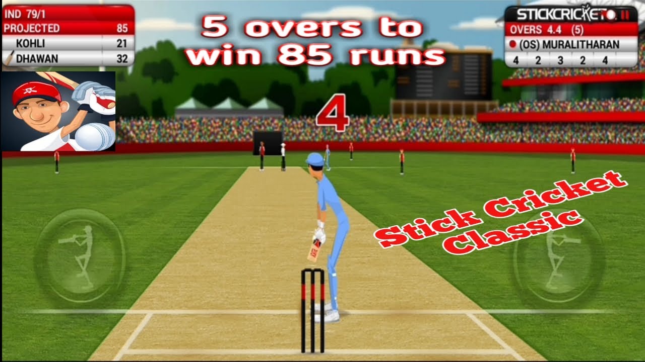 Stick cricket Classic | 86 runs to 5 overs | Stick Cricket Gameplay ...