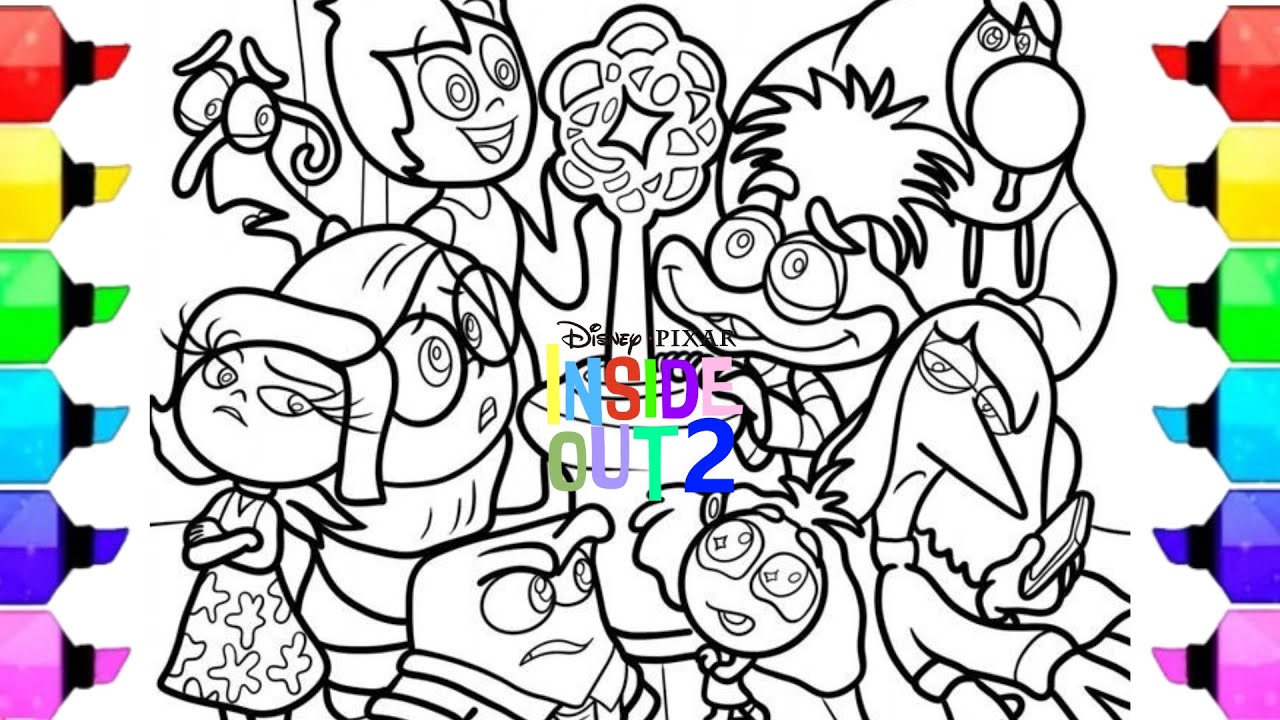 Inside Out 2 New Coloring Pages Anger, Disgust, Joy, Sadness, Envy ...